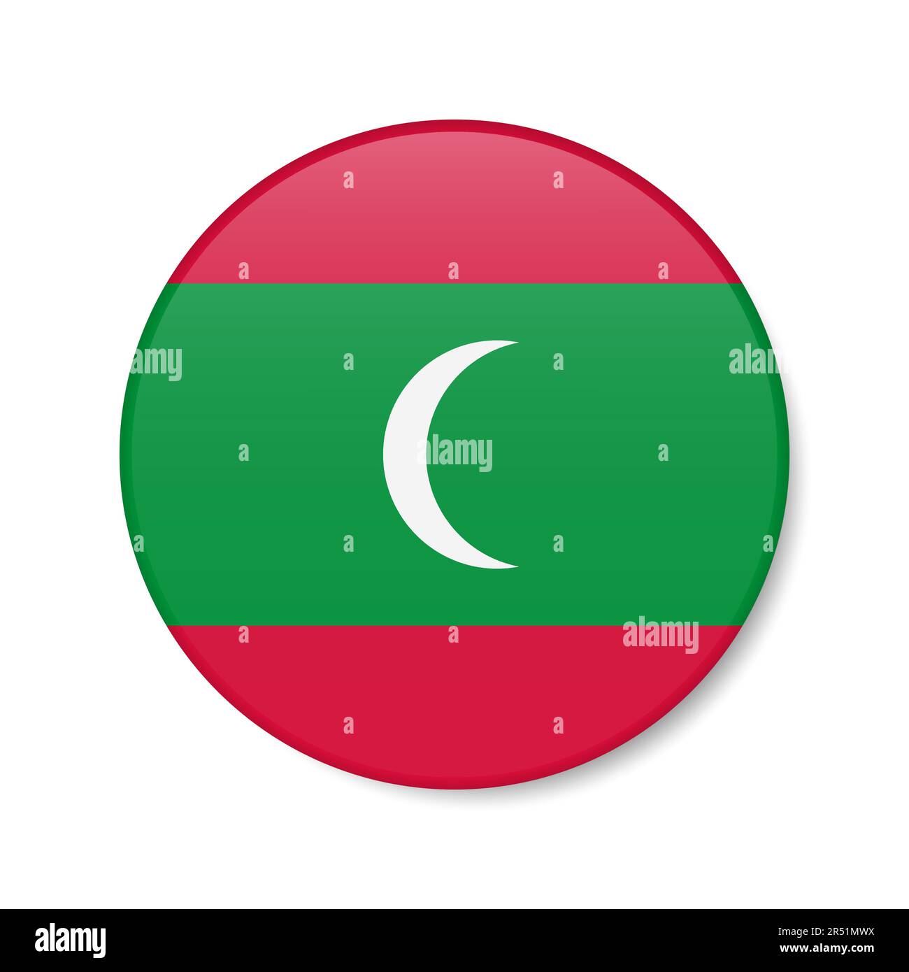 Maldives circle button icon. Maldivian round badge flag with shadow. 3D ...