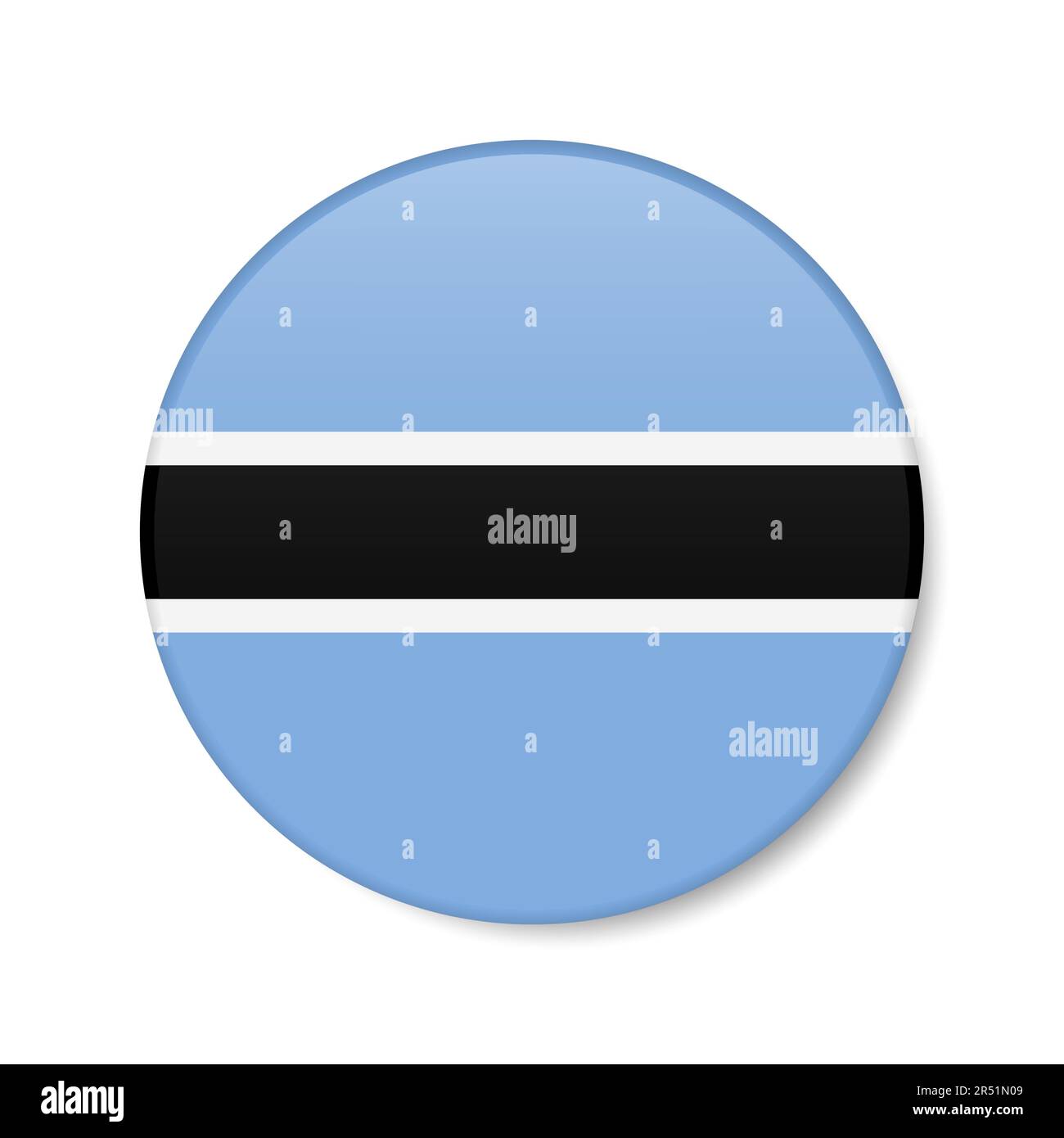 Botswana circle button icon. Republic of Botswana round badge flag with shadow. 3D realistic ...