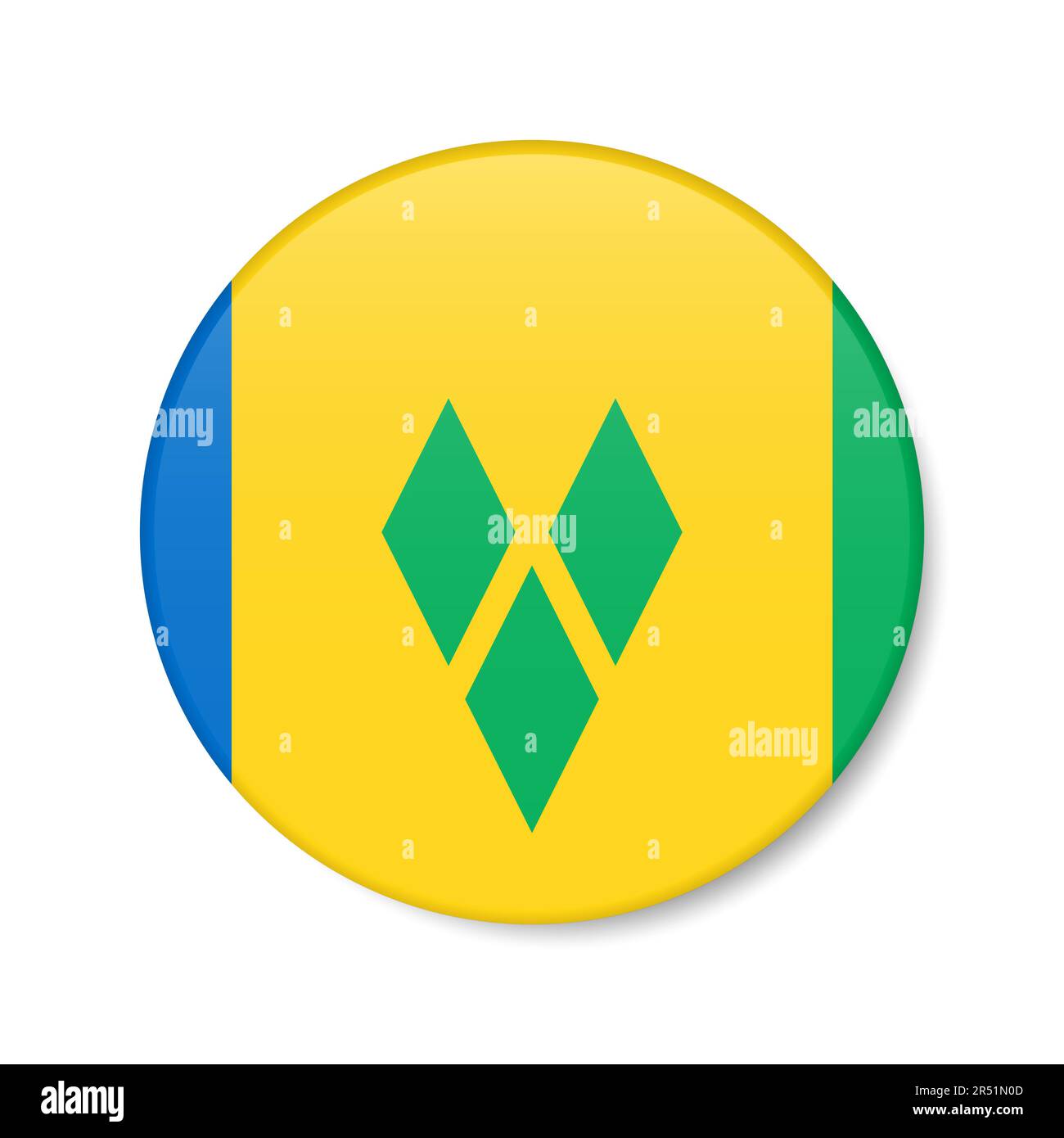 Saint Vincent and the Grenadines circle button icon. Vincentian round badge flag with shadow. 3D ...