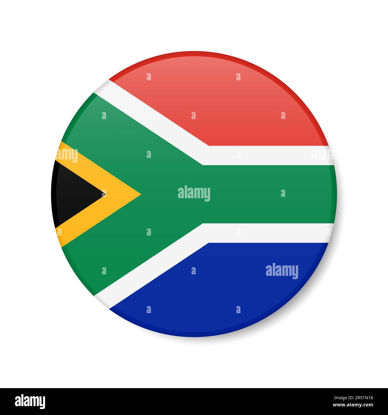 South Africa circle button icon. RSA round badge flag with shadow. 3D ...
