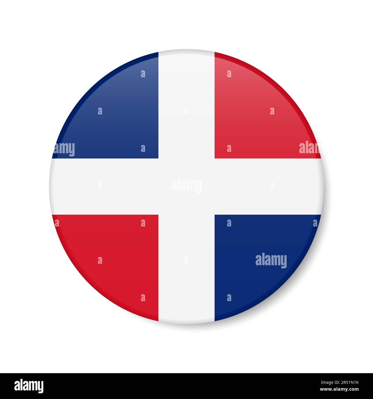 Dominican Republic circle button icon. Republica Dominicana round badge flag with shadow. 3D ...