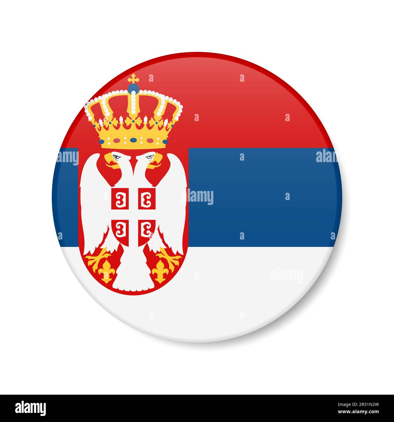 Serbia Circle Button Icon Serbian Round Badge Flag With Shadow 3d