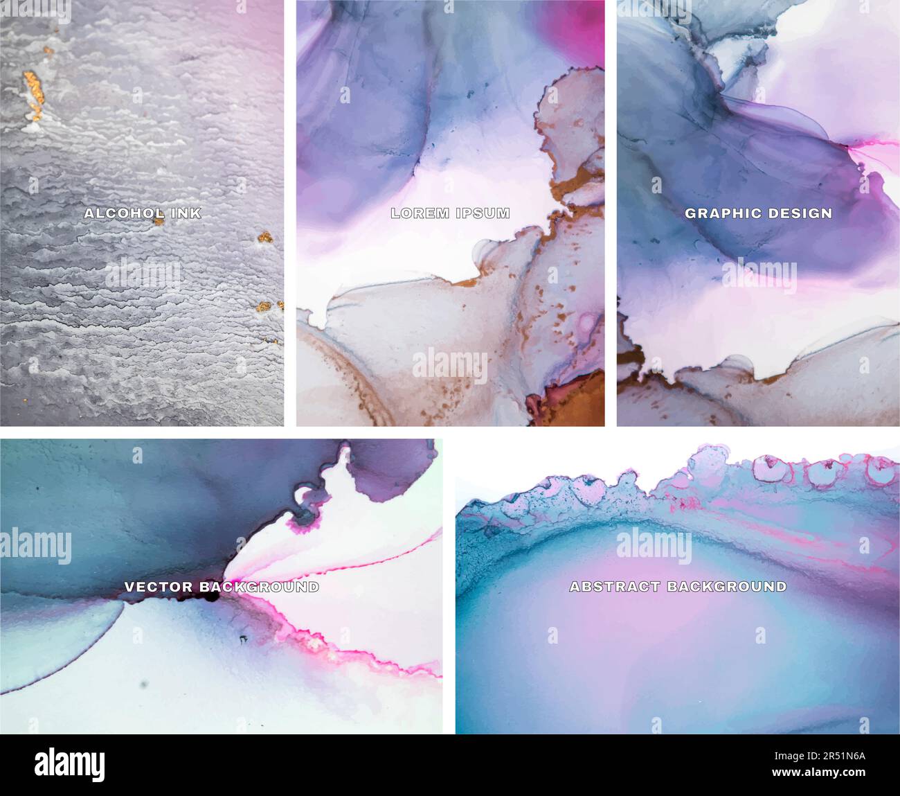 Alcohol ink modern abstract painting. Set of vertical backgrounds ...