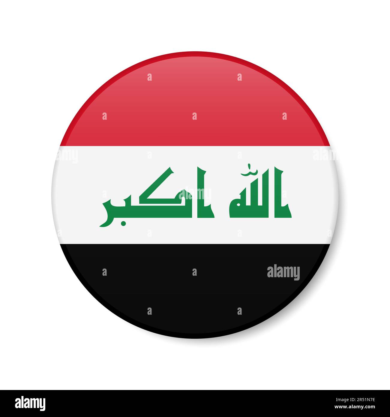 Iraq circle button icon. Iraqi round badge flag with shadow. 3D ...