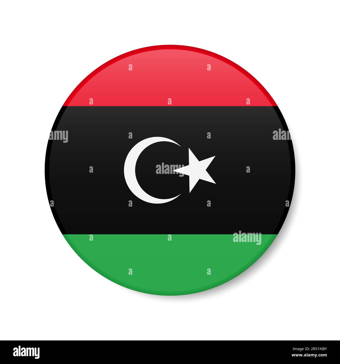 Libya circle button icon. Libyan round badge flag with shadow. 3D ... Libya circle button icon. Libyan round badge flag with shadow. 3D ...