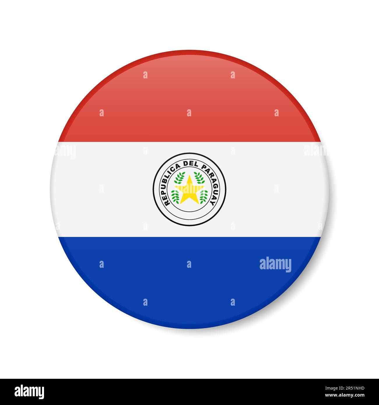 Paraguay circle button icon. Paraguayan round badge flag with shadow ...