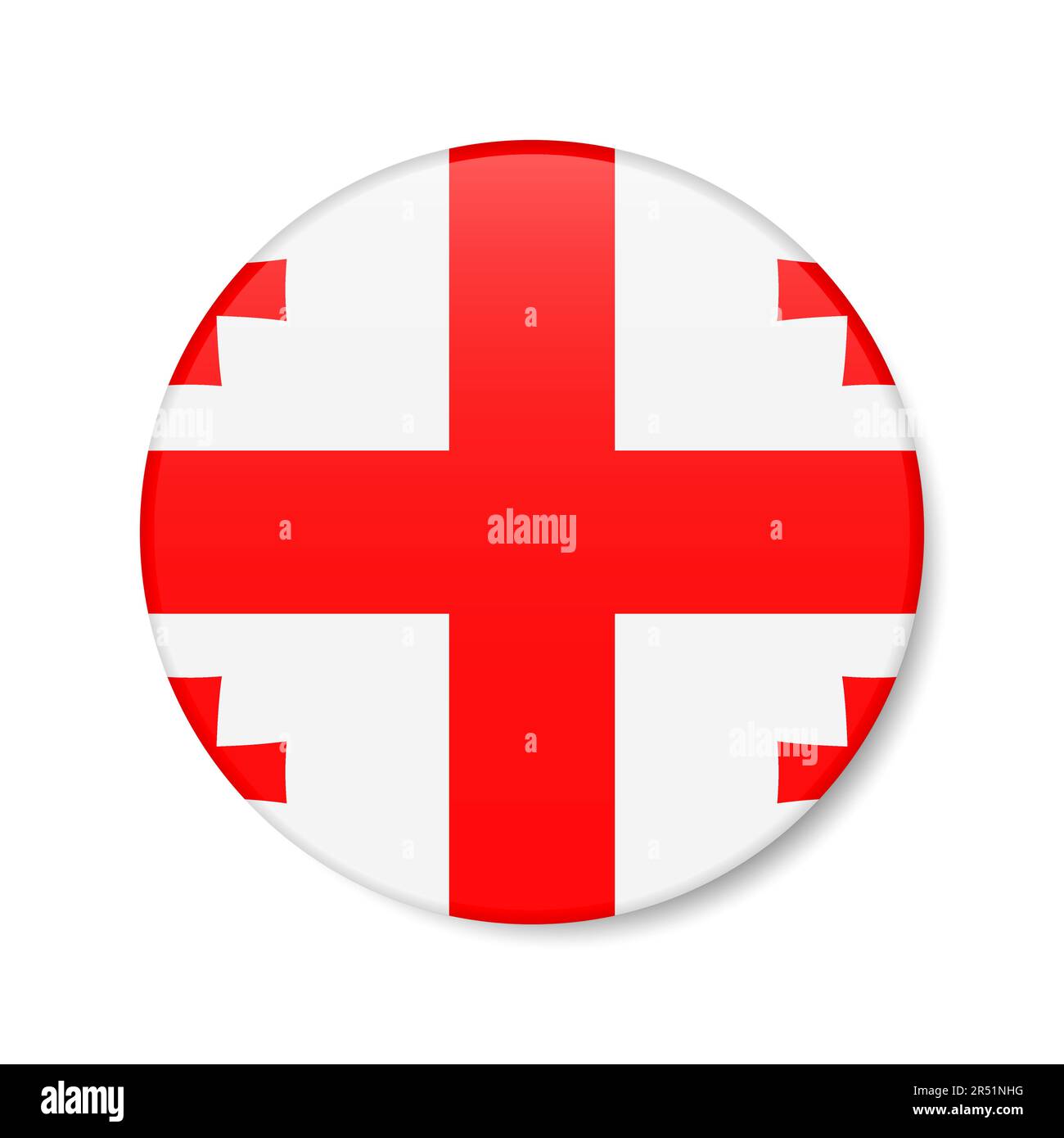 Georgia circle button icon. Georgian round badge flag with shadow. 3D ...