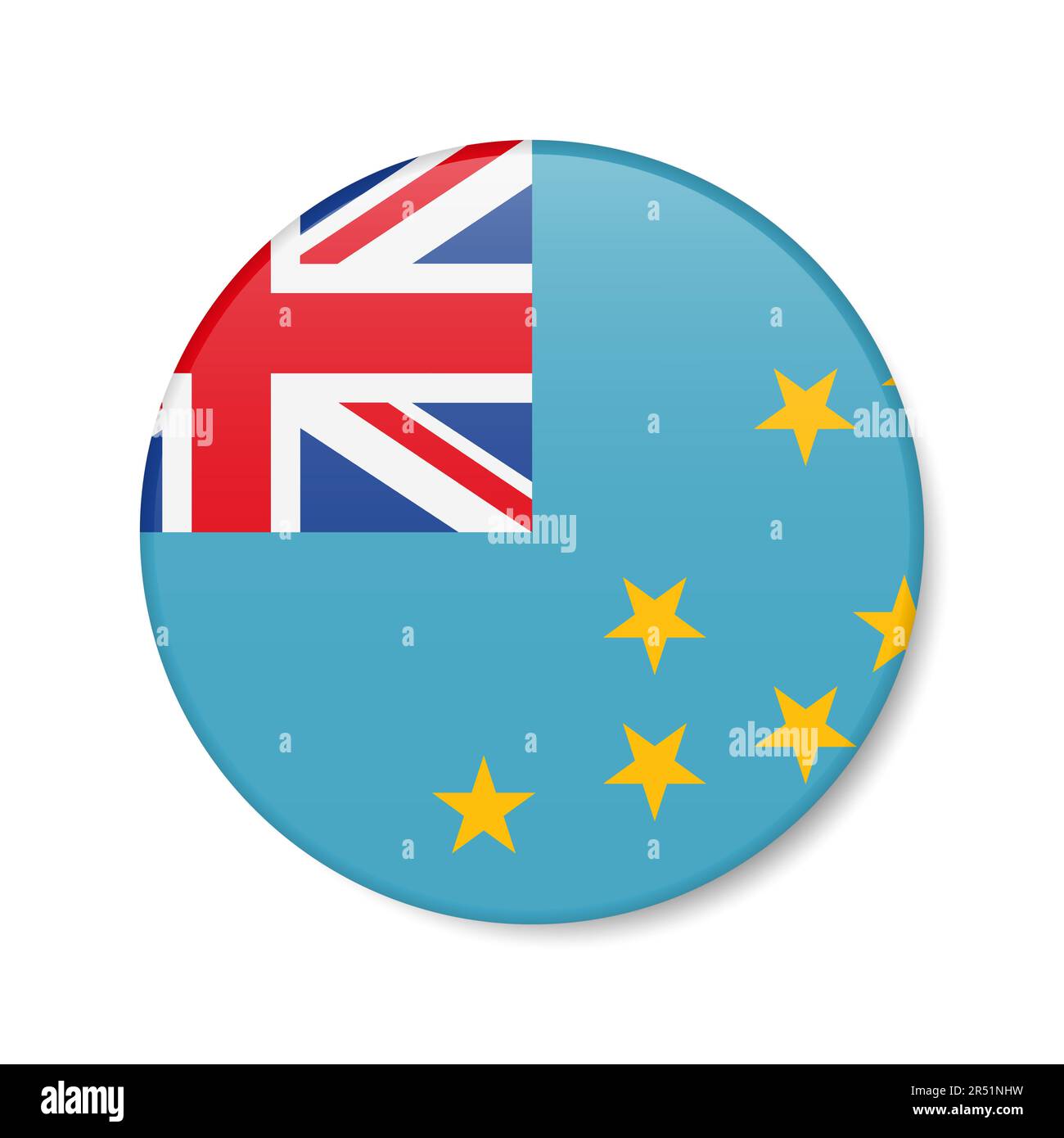 Tuvalu circle button icon. Ellice Islands round badge flag with shadow. 3D realistic vector ...