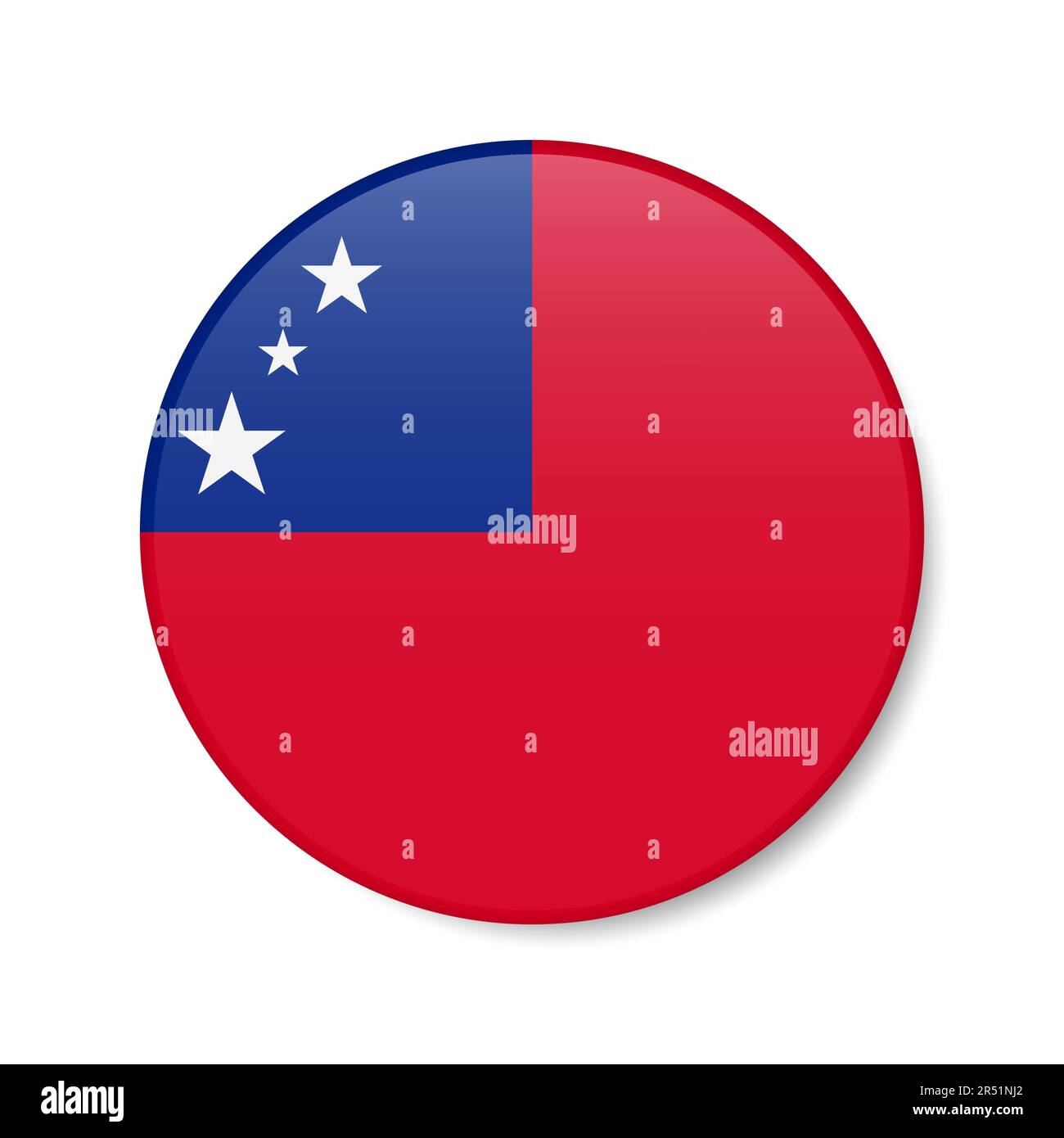 Samoa circle button icon. Samoan round badge flag with shadow. 3D realistic vector illustration ...