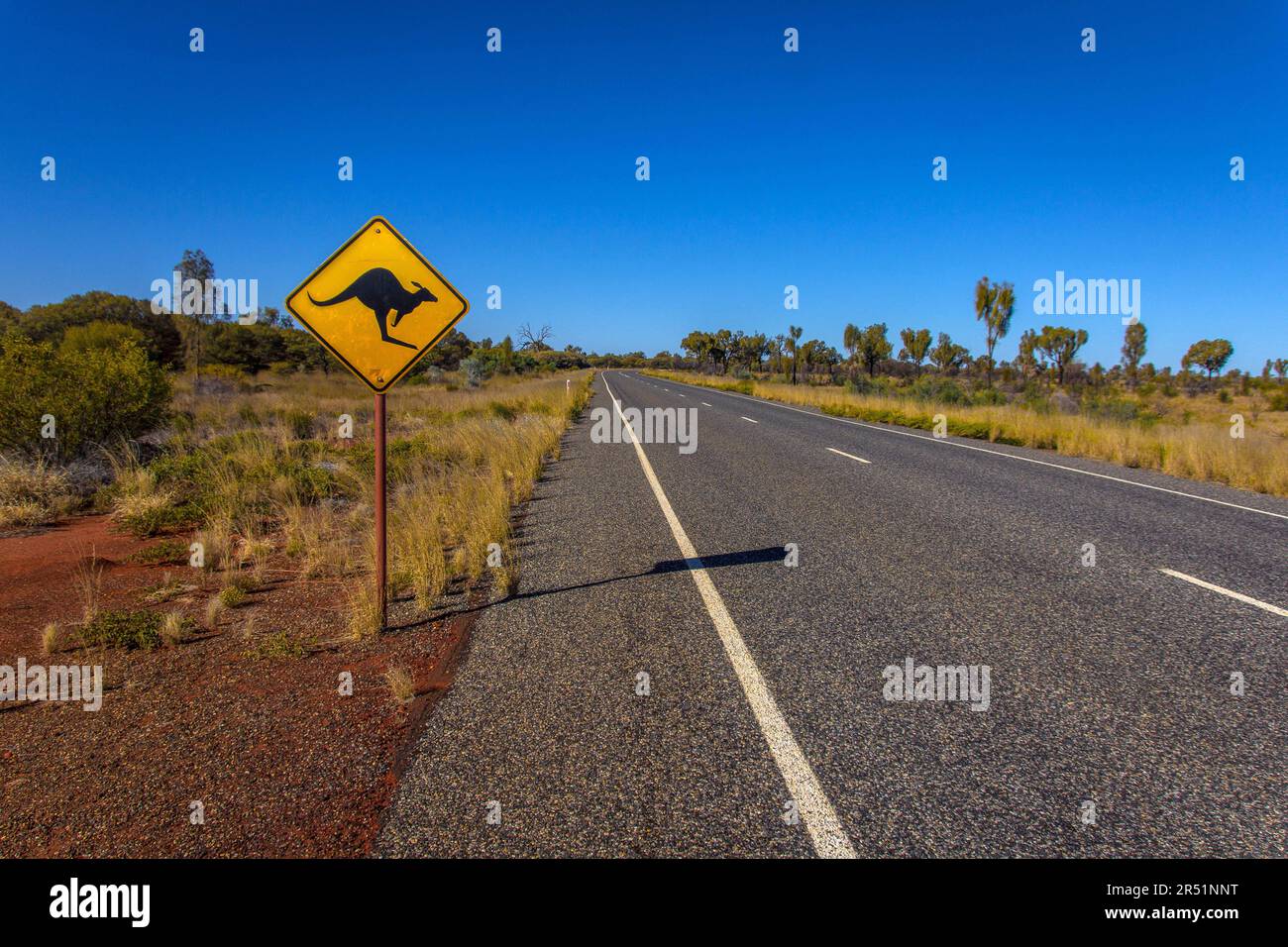 Kangaroo road sign on a road in Australia Stock Photo - Alamy