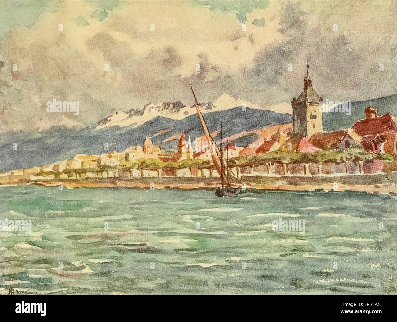 Evian les Bains, Hte. Savoie watercolour painting by J. Hardwicke Lewis ...