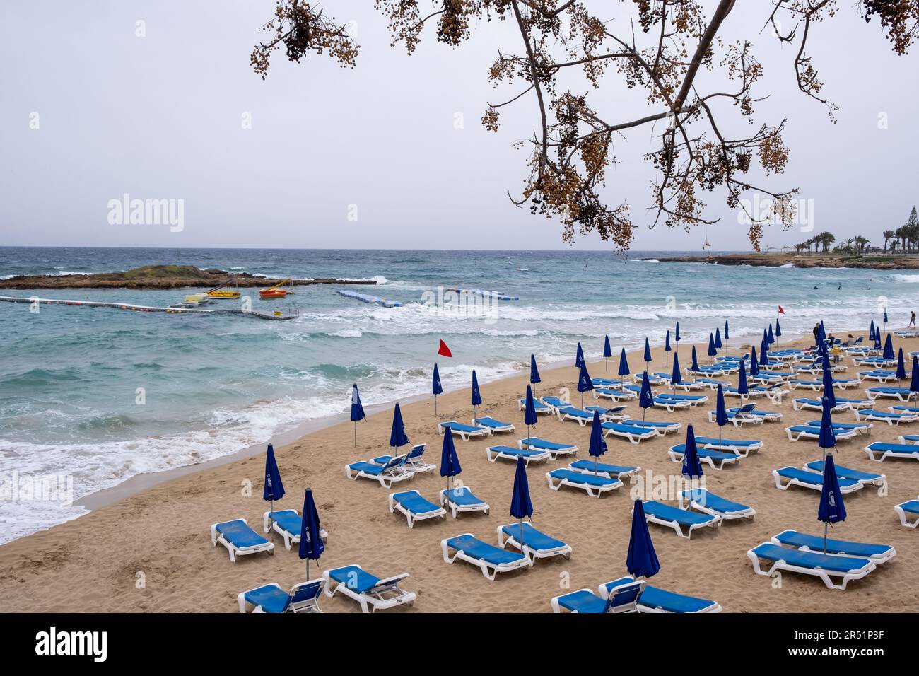 Tropical holiday resort for swimming. Fig tree bay beach cyprus, Stormy ...