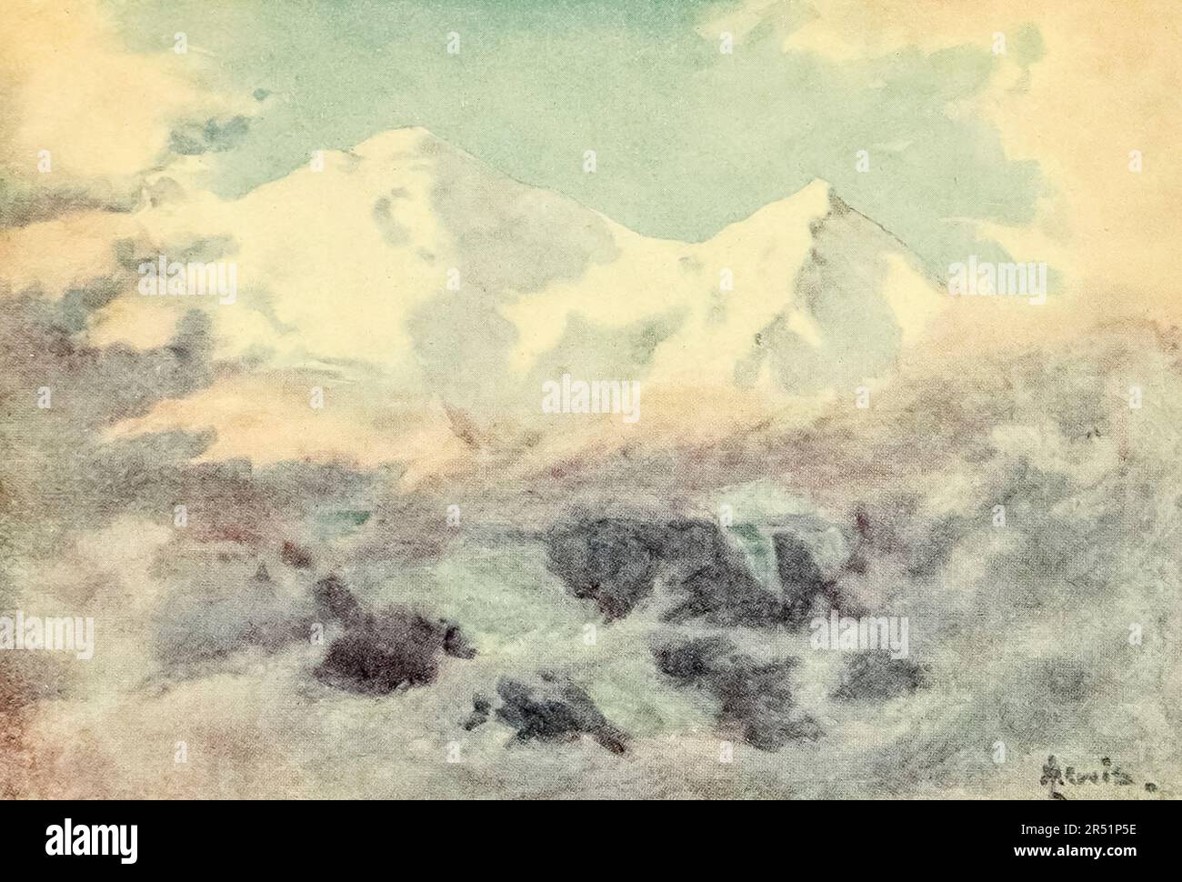 The Aiguille and Dome du Gouter, Mont Blare watercolour painting by J ...