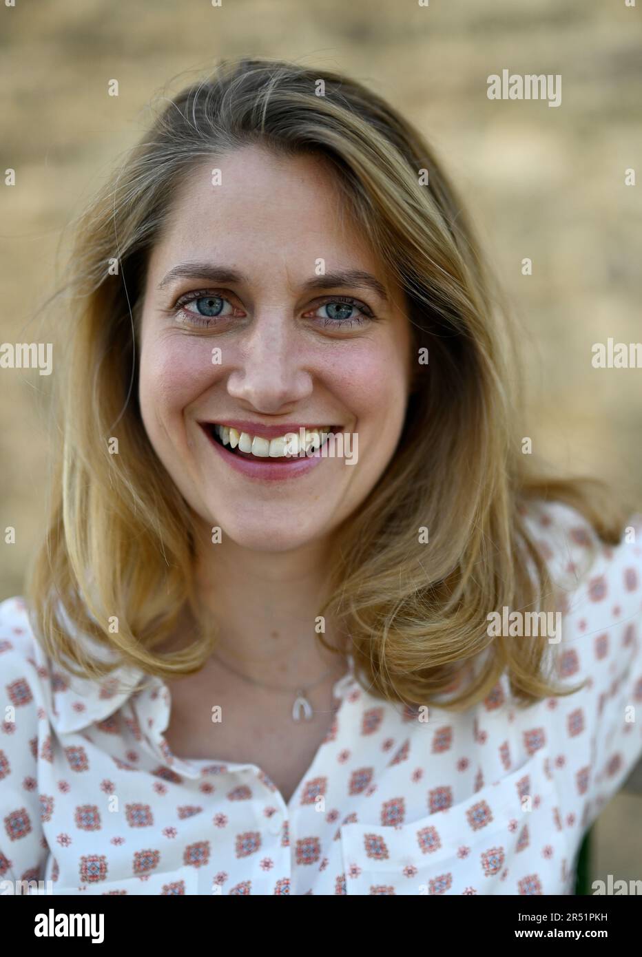 Lindlar, Germany. 19th July, 2022. Actress Bettina Burchard sits on the ...