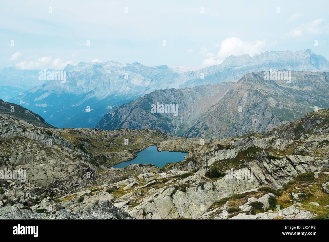 Amazing scenic view with beautiful Brevent Lake in the Aiguilles Rouges ...