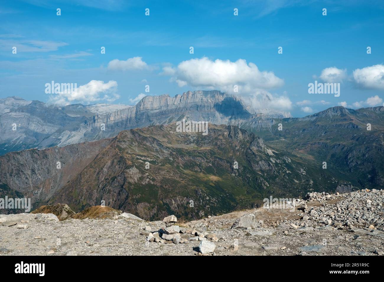 Beautiful summer landscape of Plate desert and chain Fiz range or Fiz ...