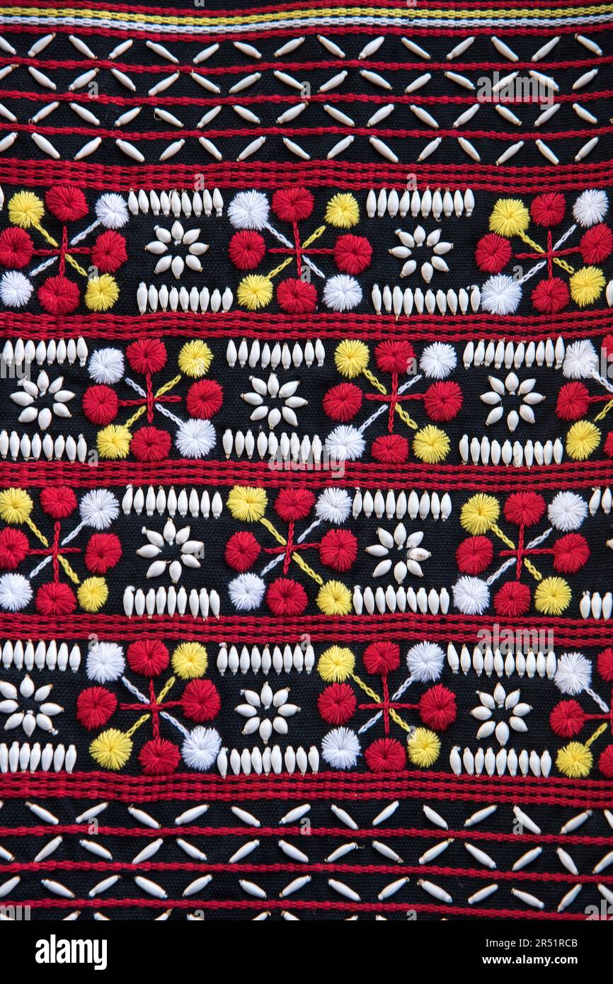 Closeup ancient Karen woven cloth in thailand Stock Photo - Alamy