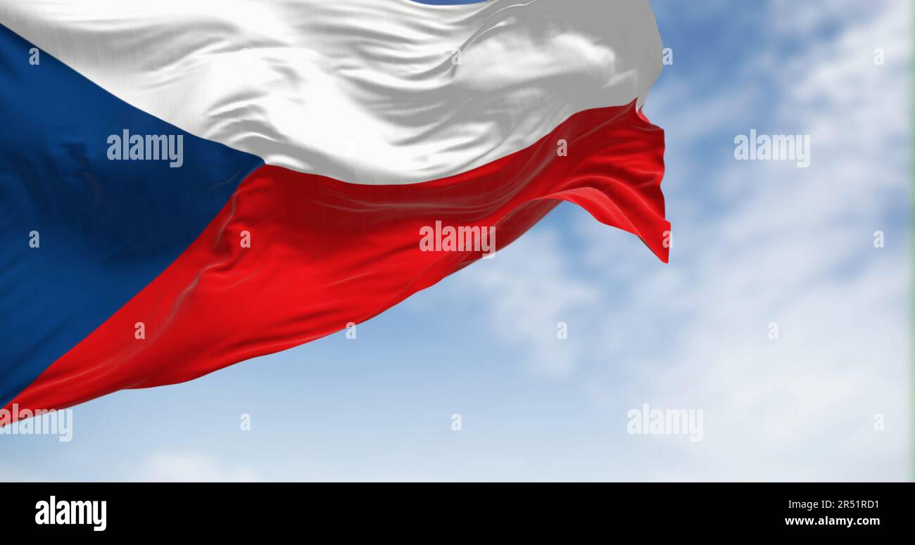 The Czech Republic national flag proudly waves on a clear day. A symbol ...
