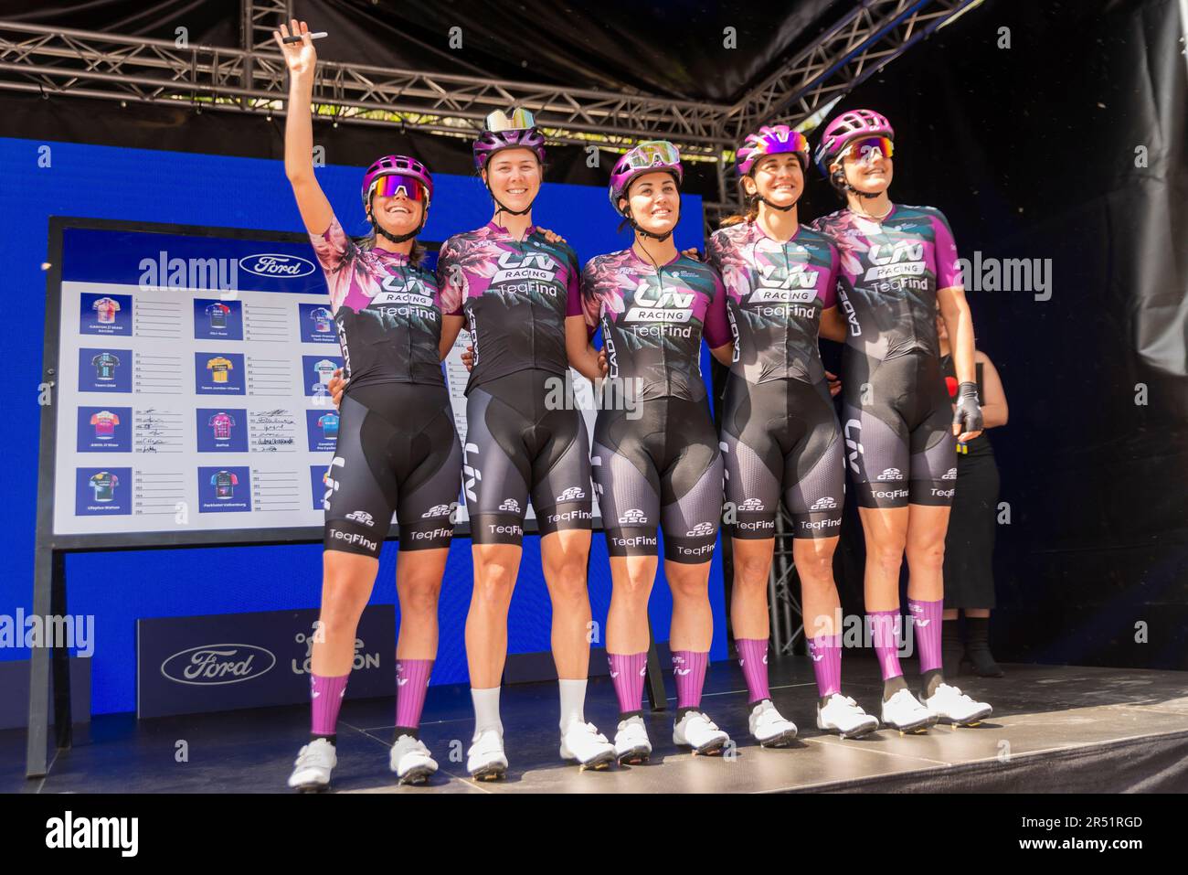 Liv Racing TeqFind team riders before the RideLondon Classique Stage 3 ...