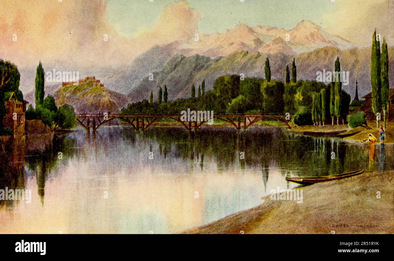Approach to Srinagar painted by Major Edward Molyneux from the book ...