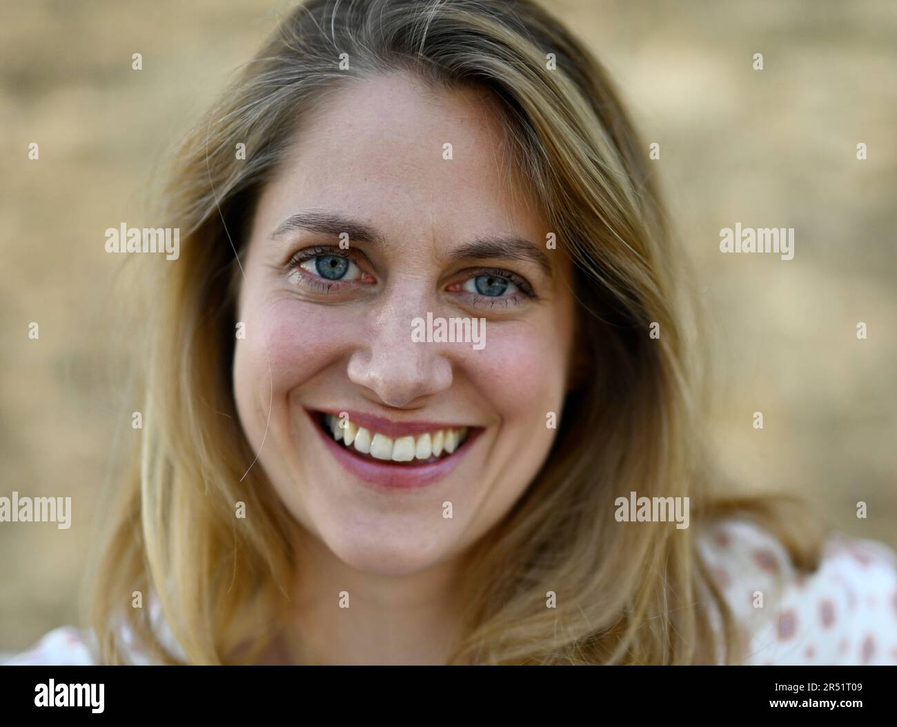 Lindlar, Germany. 19th July, 2022. Actress Bettina Burchard sits on the ...