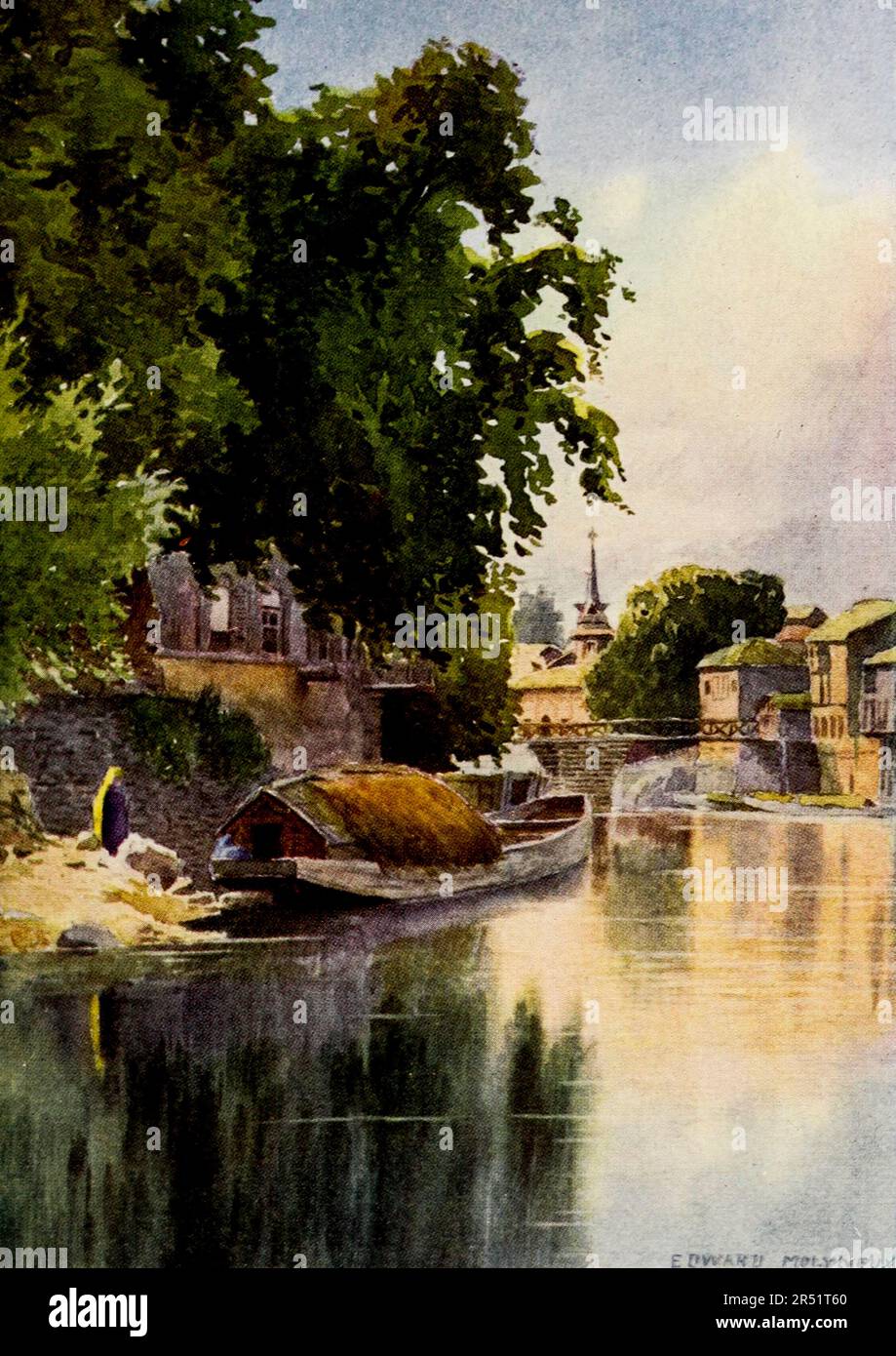 Above the Fifth Bridge, Srinagar painted by Major Edward Molyneux from ...