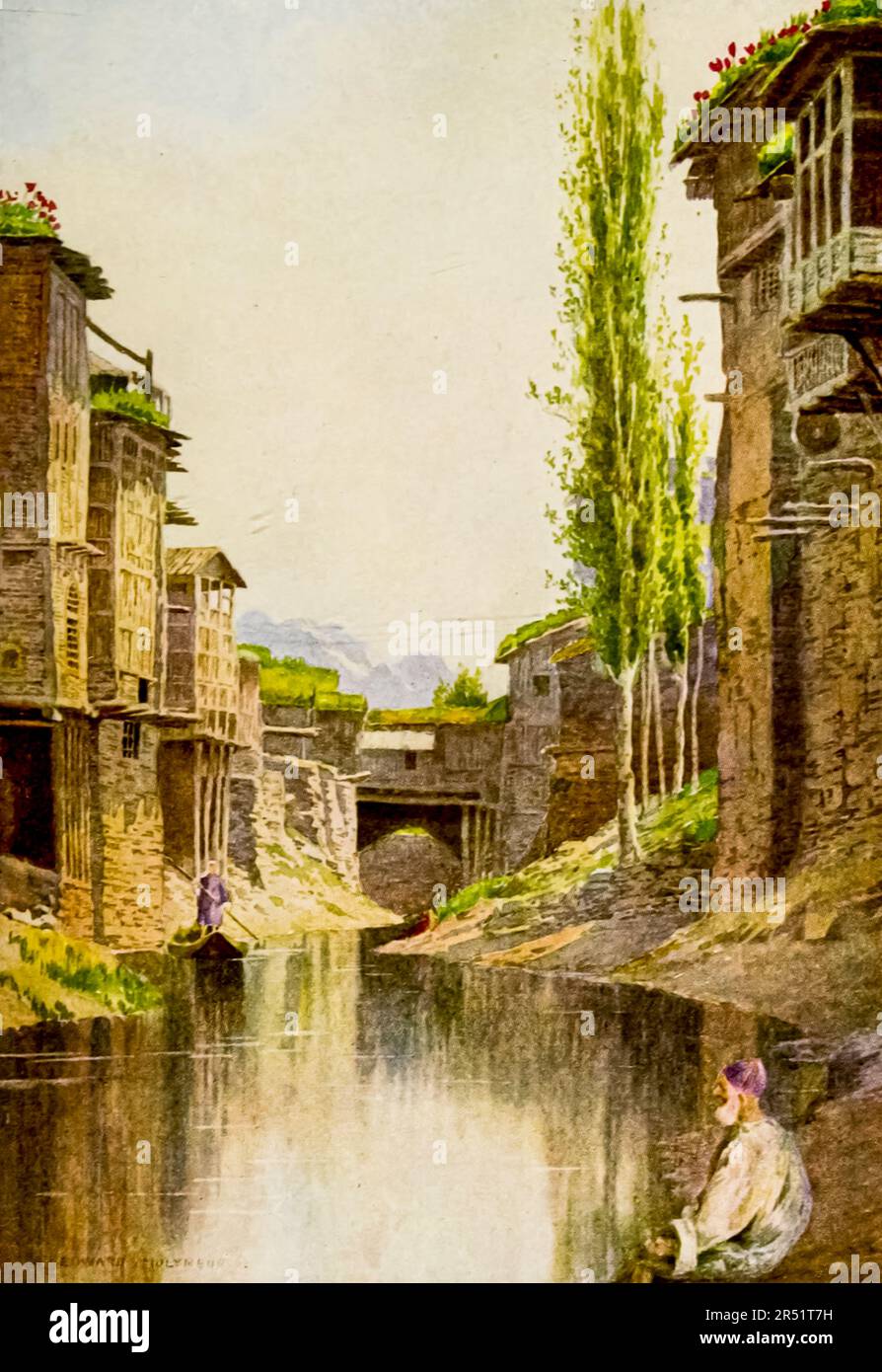 In the Mar Canal, Srinagar painted by Major Edward Molyneux from the ...