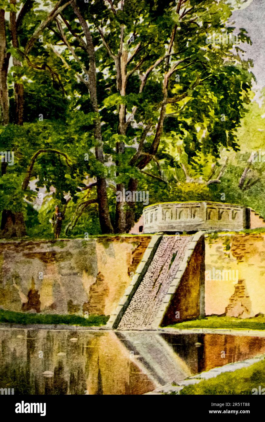 The Nishat Bagh painted by Major Edward Molyneux from the book ...