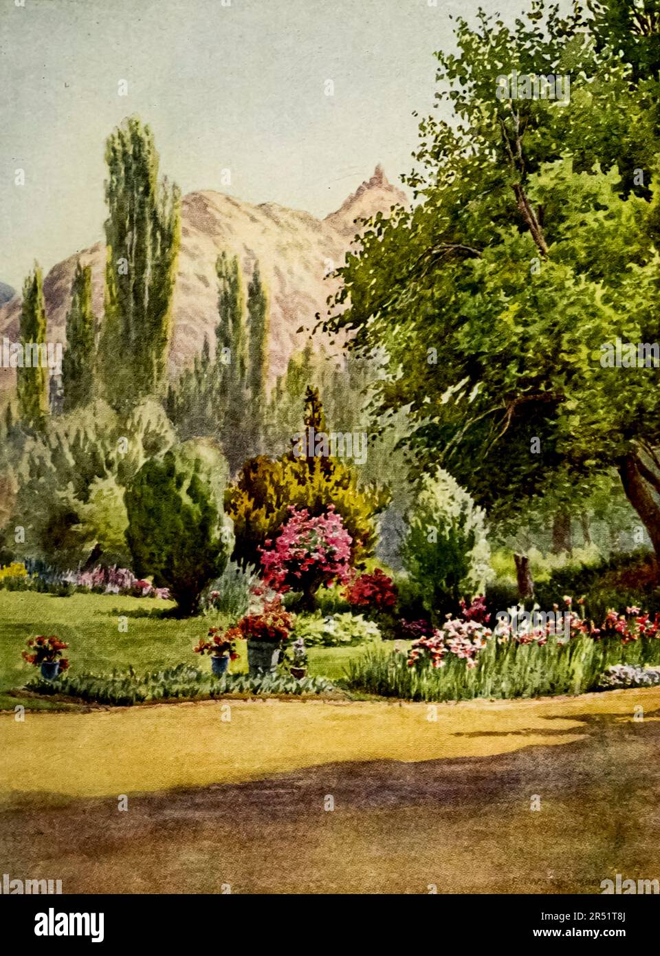 The Takht-i-Suliman, from the Residency Garden painted by Major Edward ...