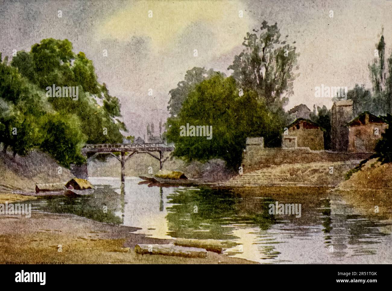Bridge of Burbur Shah, Chenar Bagh, Srinagar painted by Major Edward ...