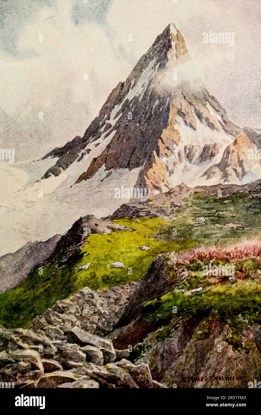 Mount Kolahoi, Lidar Valley painted by Major Edward Molyneux from the ...