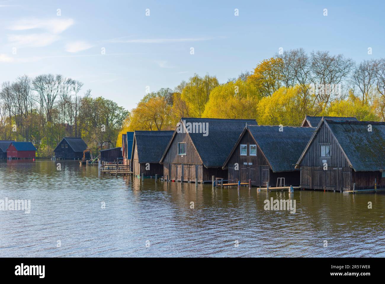Traditional thatched fishermen´s huts on the Mueritz River, country ...
