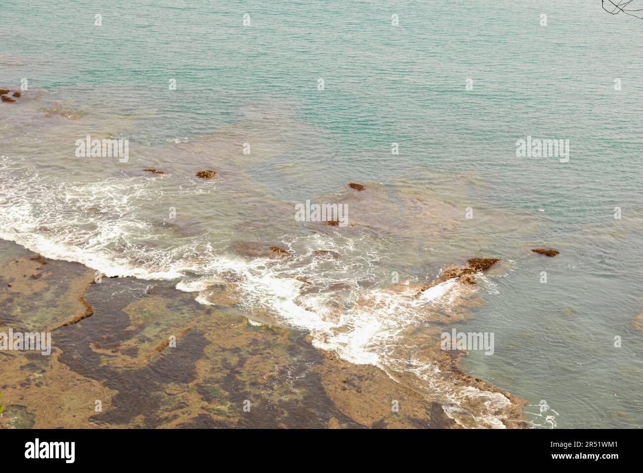 A View of the Edge of the Ocean with Coral Reef and Small Waves ...