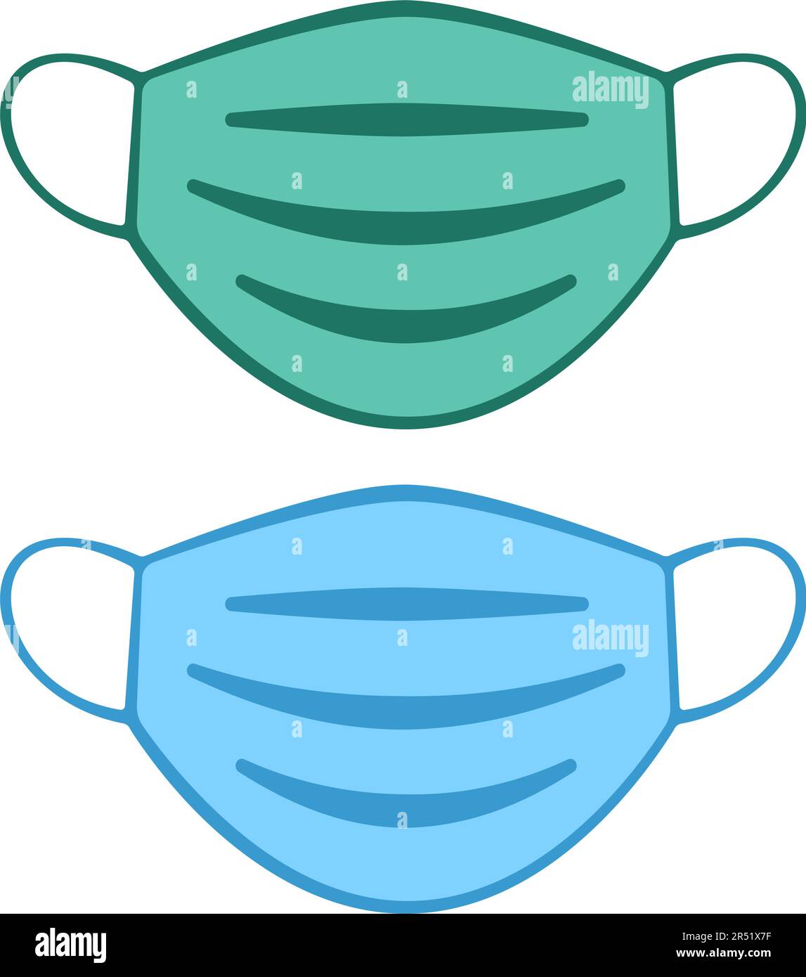 Set of medical mask with ear straps in two colors. Cartoon. Vector ...