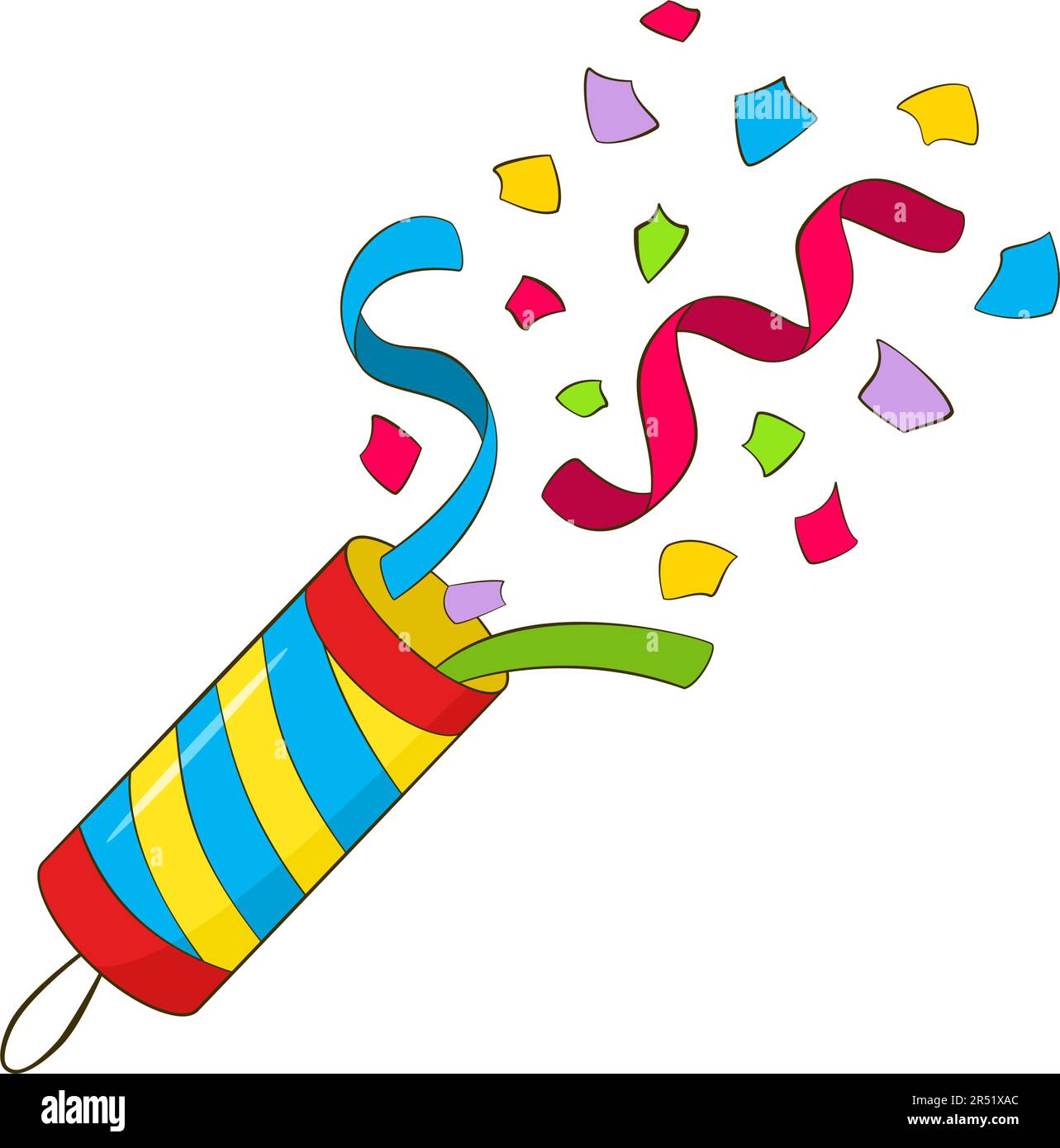 Party Popper with confetti. Cartoon. Vector illustration Stock Vector ...