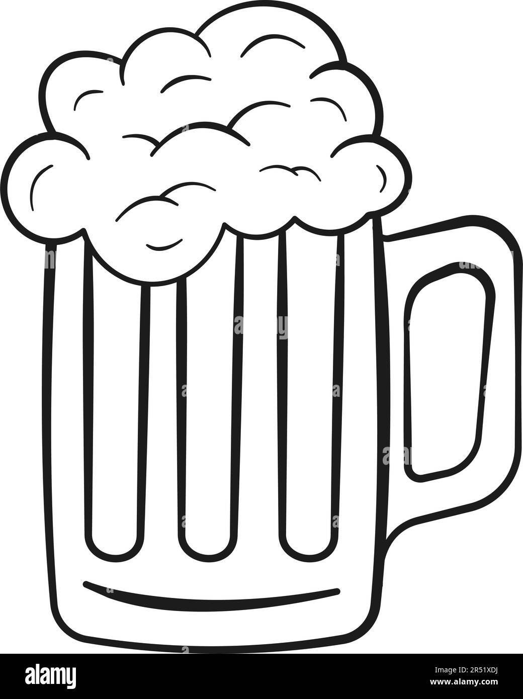 Beer mug with foam, outline. Icon. Vector illustration Stock Vector ...