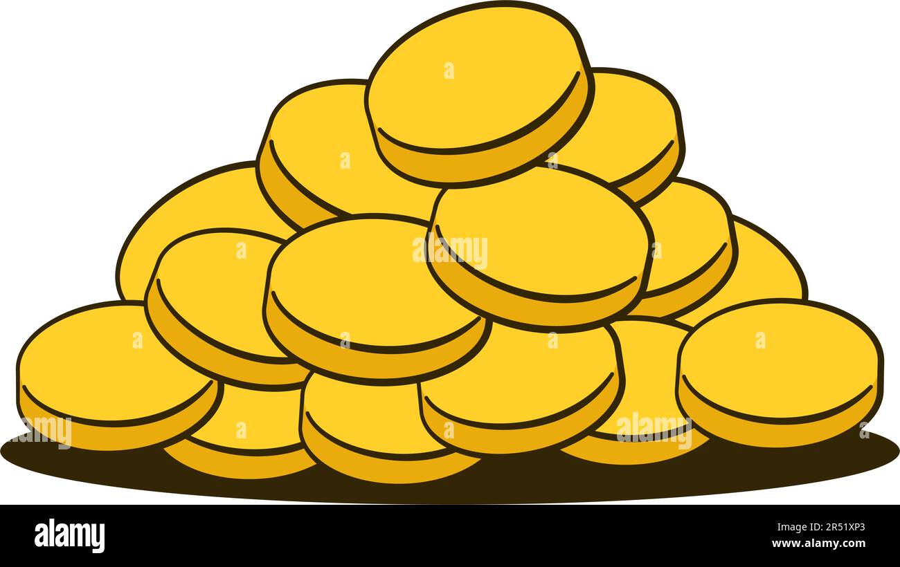 Stack of gold coins. Cartoon. Vector illustration. Isolated on white ...