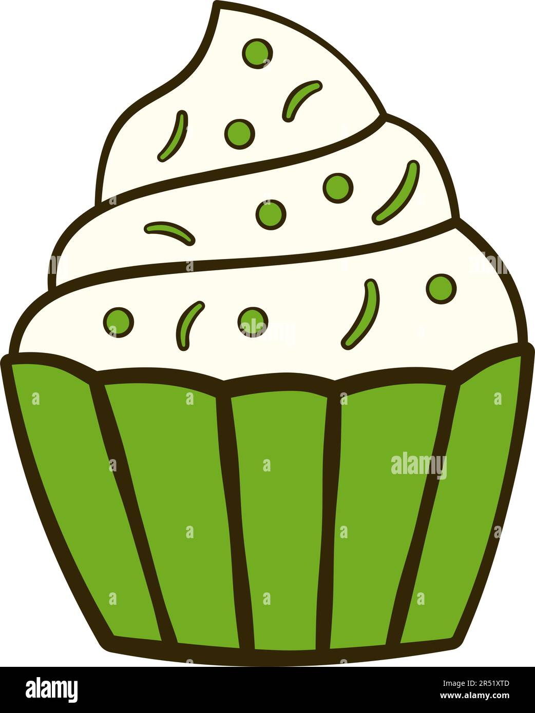 Green cupcake. St. Patrick's Day. Cartoon flat icon. Vector illustration Stock Vector Image ...
