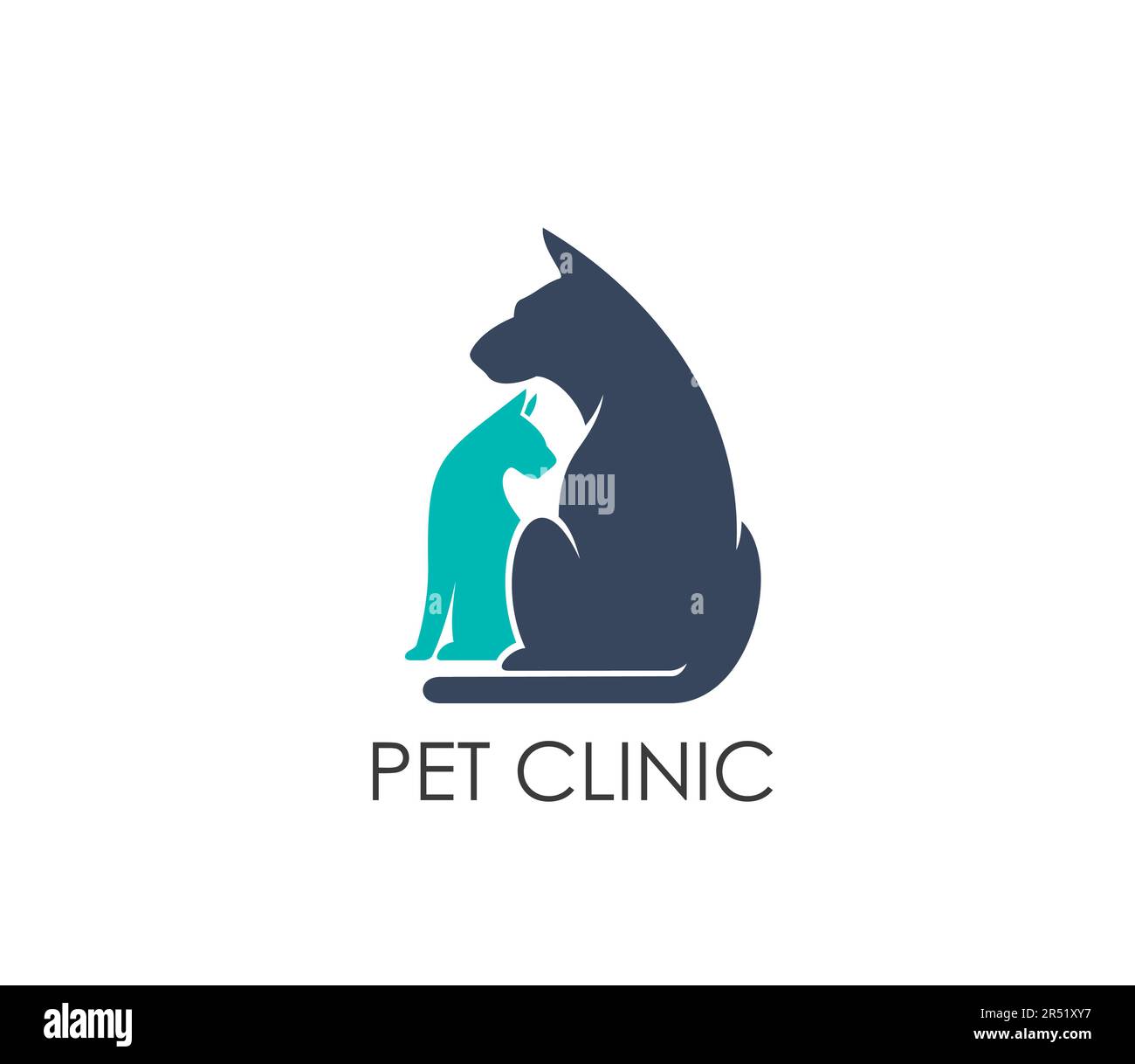 Pet clinic sign of dog and cat silhouette, veterinary or animal care ...