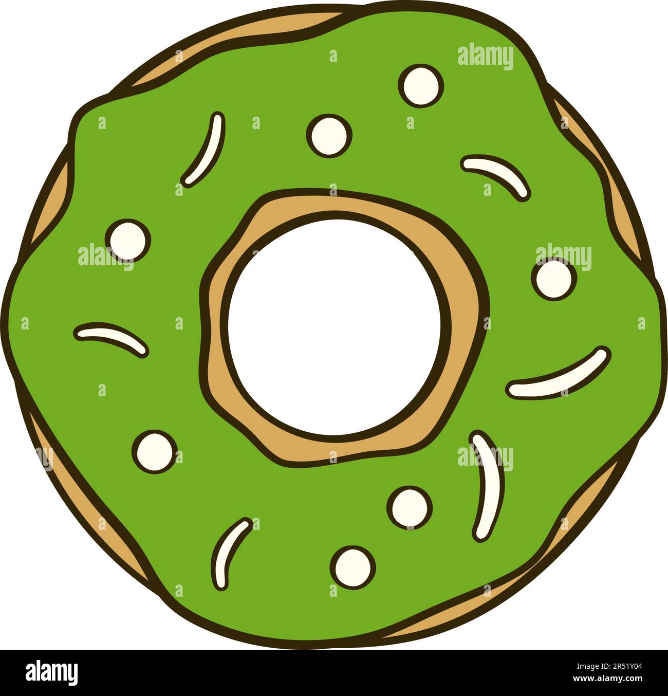 Green donut. St. Patrick's Day. Cartoon flat icon. Vector illustration. Isolated on white ...