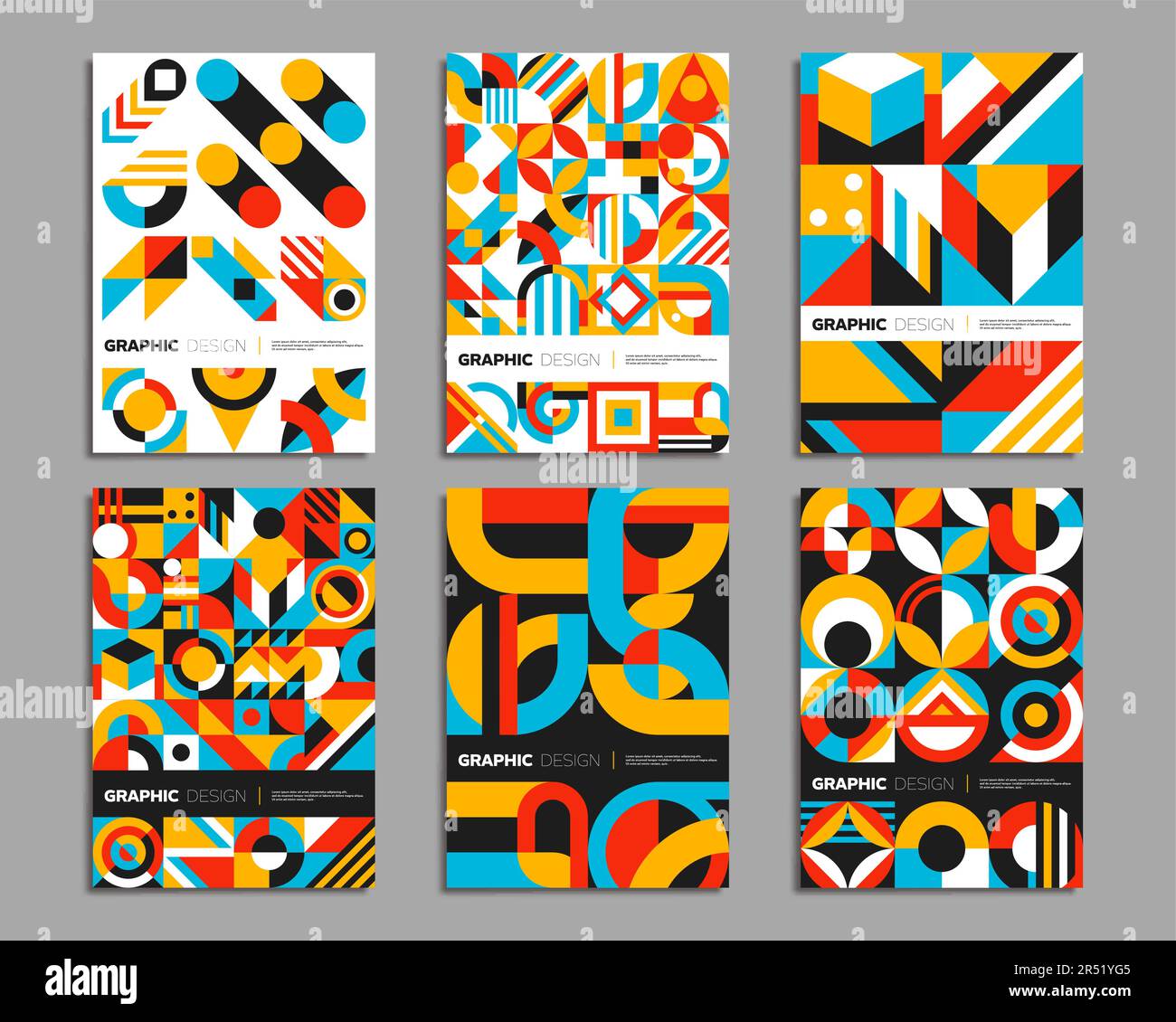 Bauhaus posters. Geometric abstract background patterns. Business ...