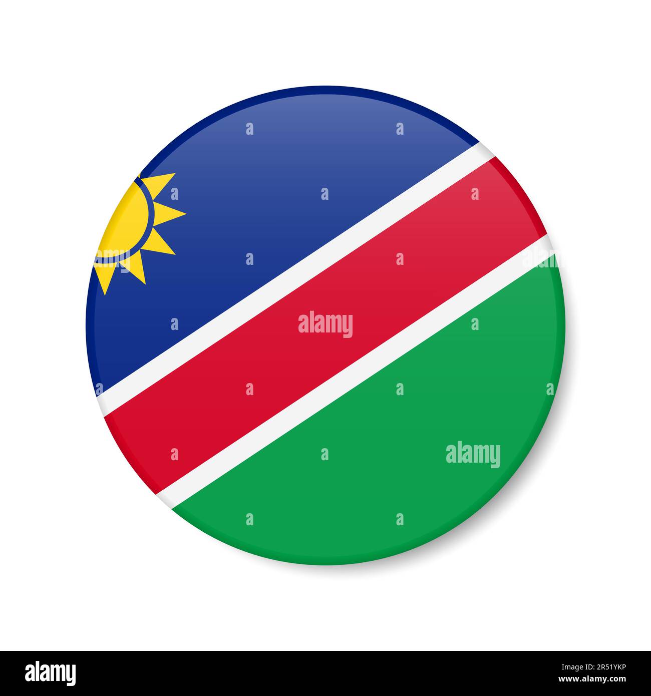 Namibia circle button icon. Namibian round badge flag with shadow. 3D ...