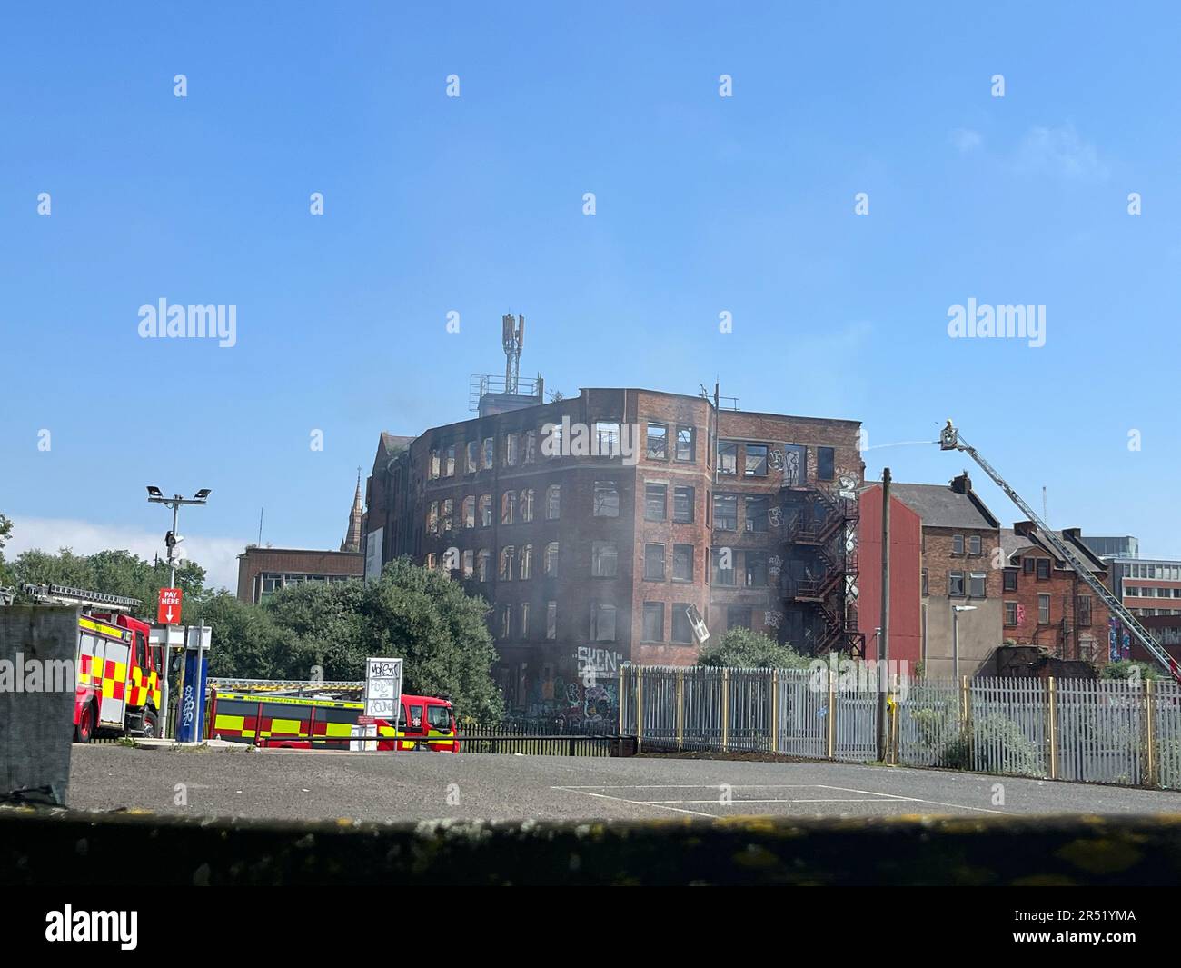 Emergency services attending to a blaze at a derelict listed building ...