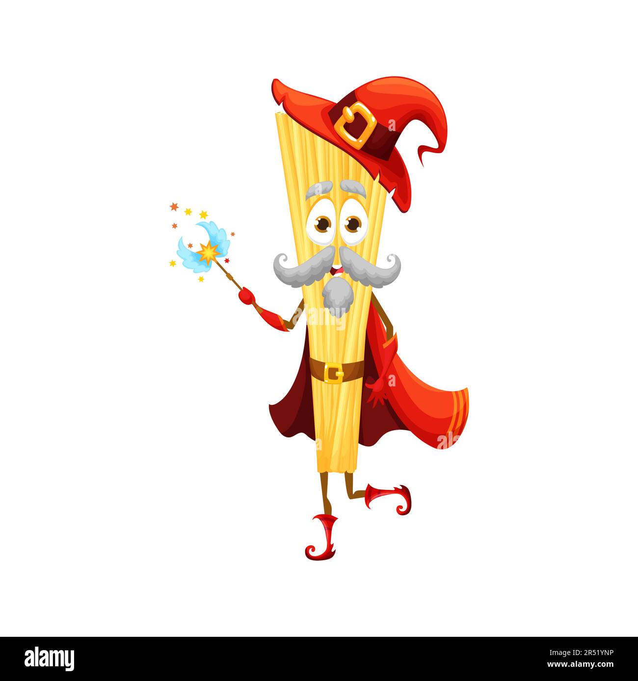 Cartoon Halloween italian pasta wizard character. Isolated vector ...