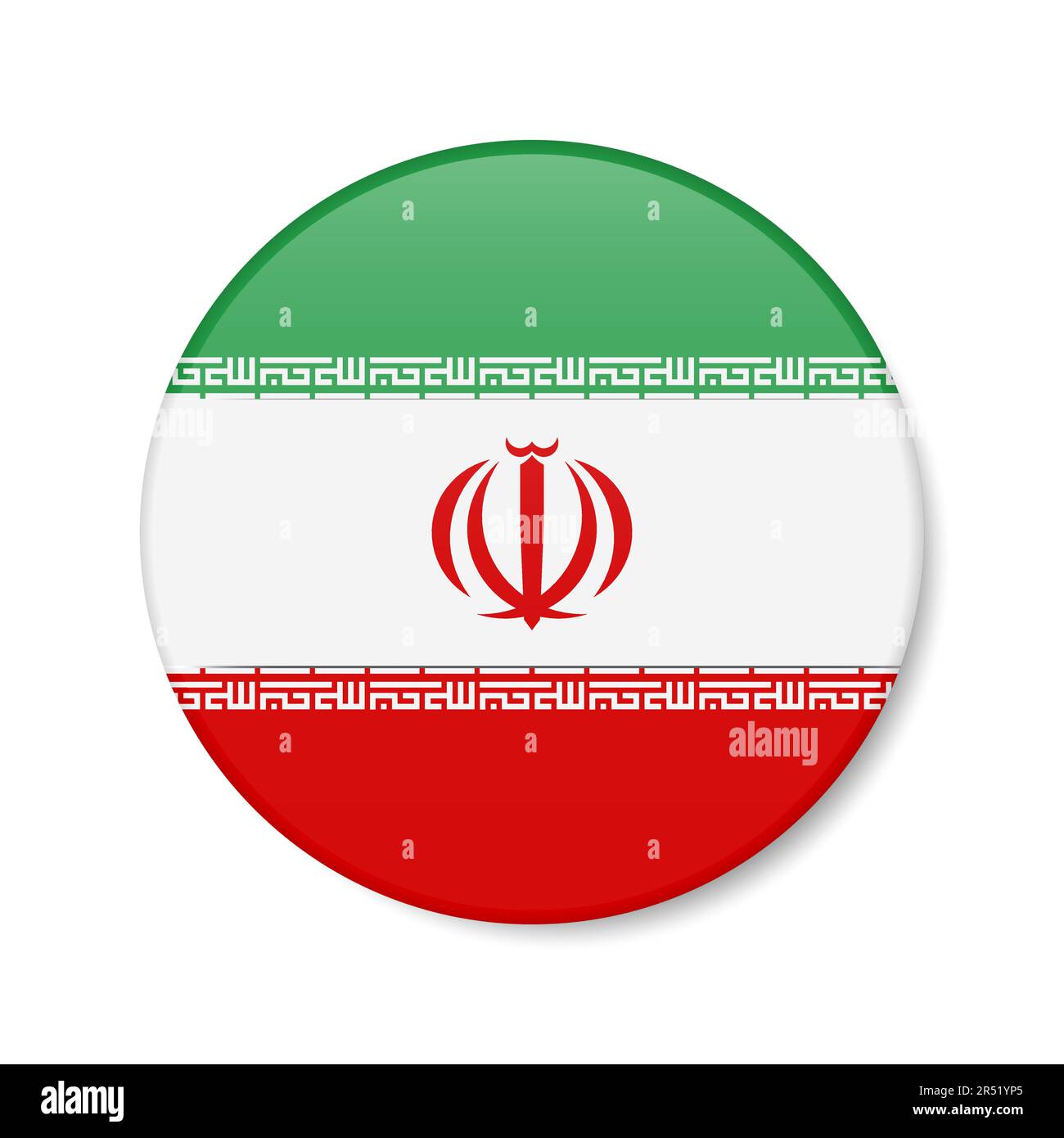 Iran circle button icon. Iranian round badge flag with shadow. 3D ...