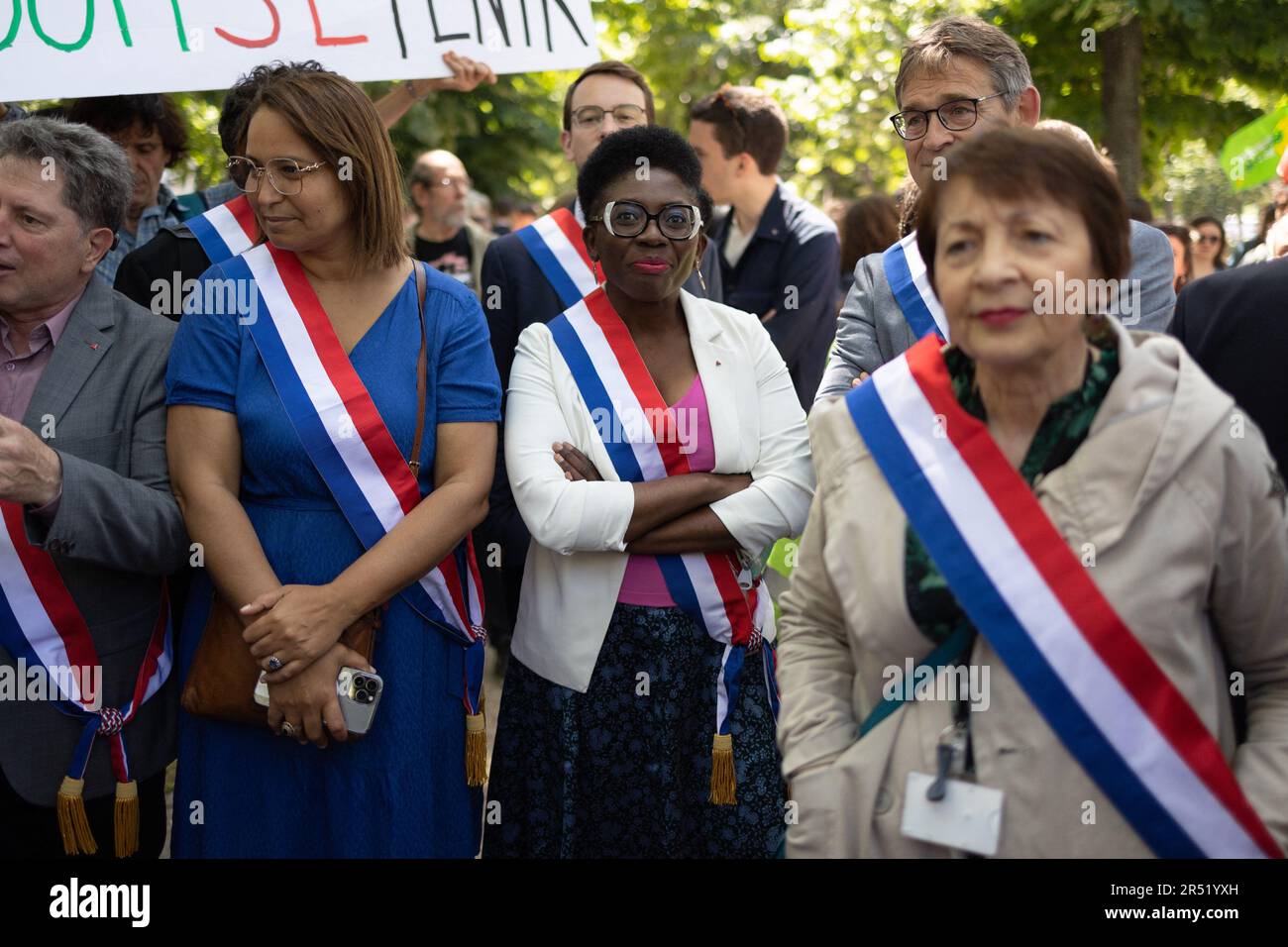 Paris, France. 31st May, 2023. LFI deputy Daniele Obono look on during ...