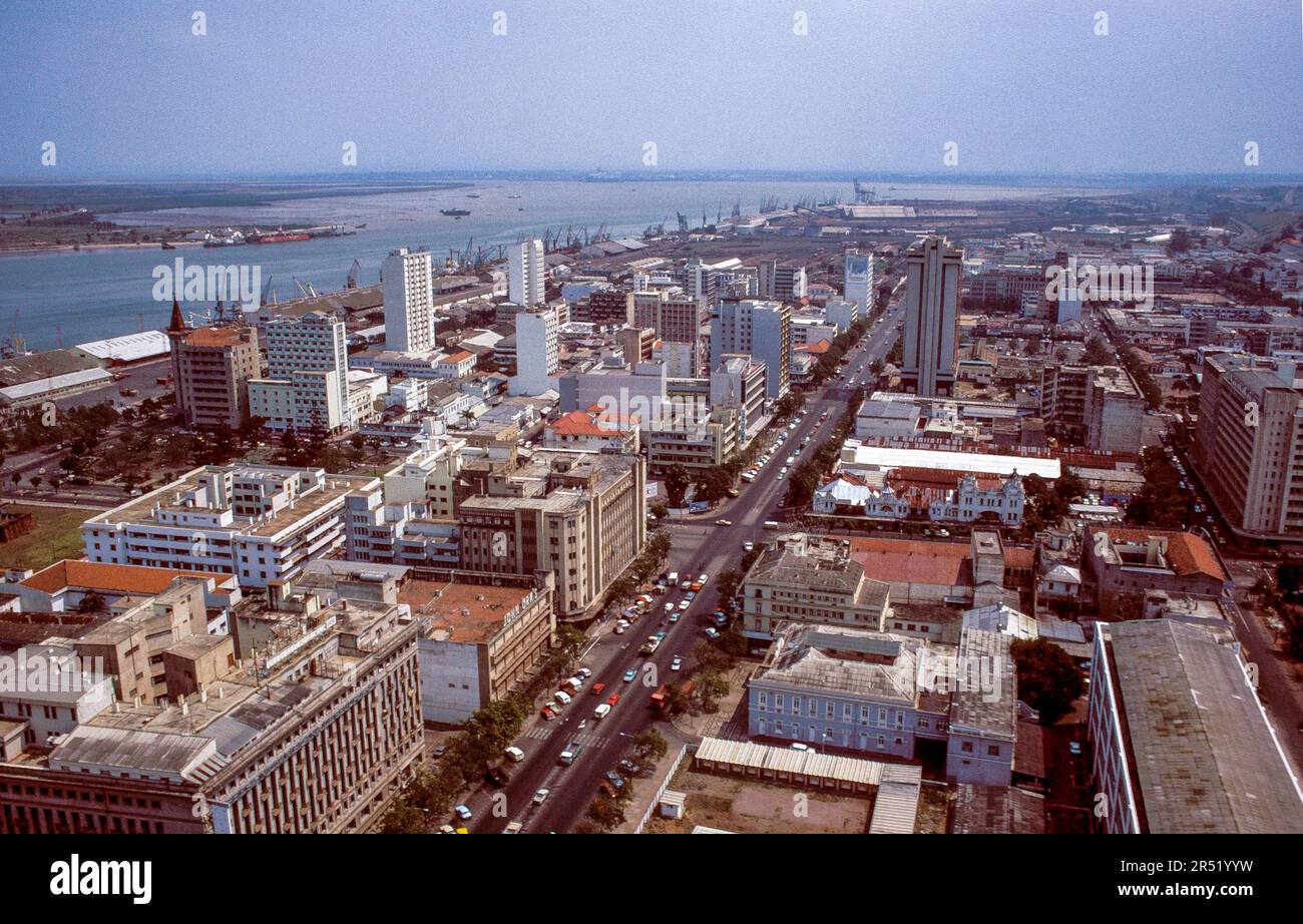 Mozambique, Maputo; Overview of the city of Maputo with in the back the ...