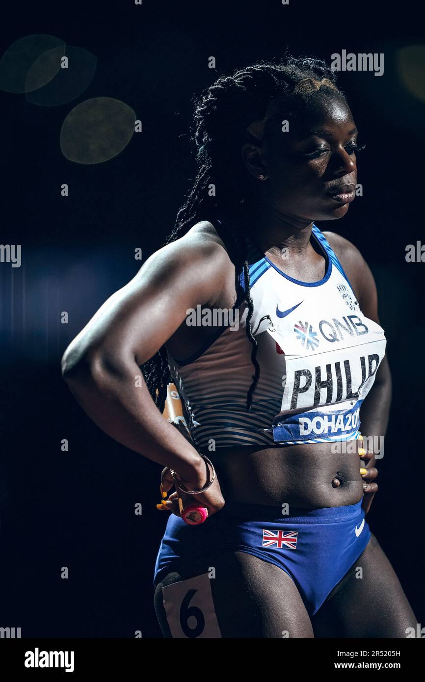 Asha PHILIP running the 4x100m relay at the 2019 World Athletics ...