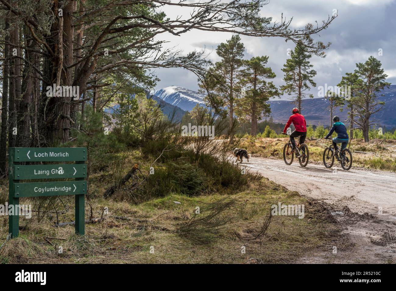 Path to Lairig Ghru though the Cairngorms with local signage in ...