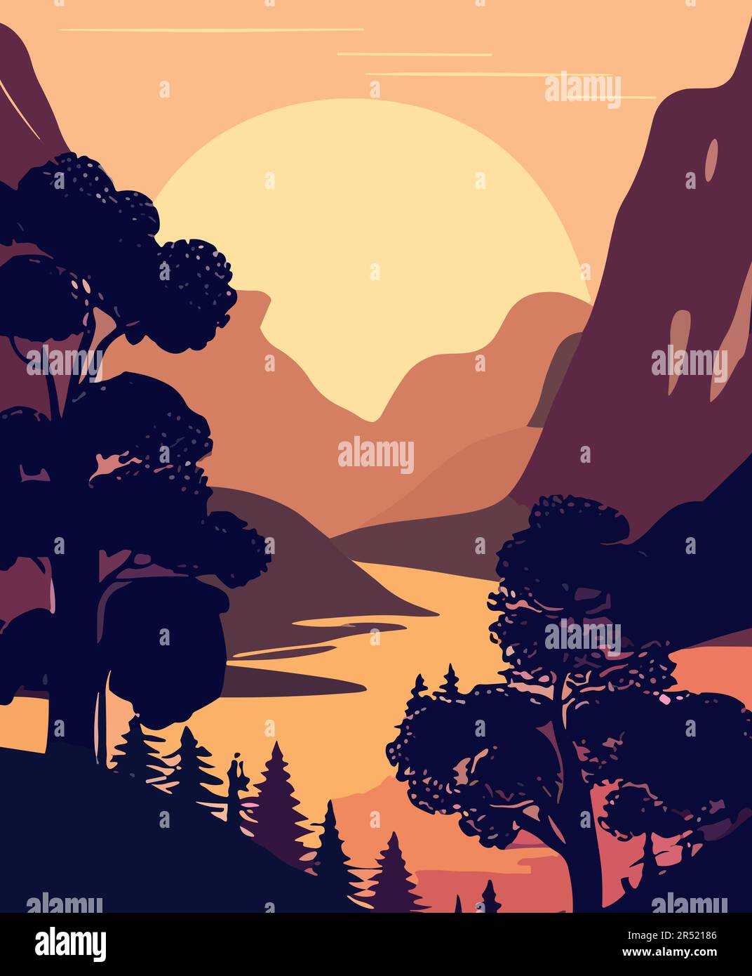 Abstract Sunset And Mountains